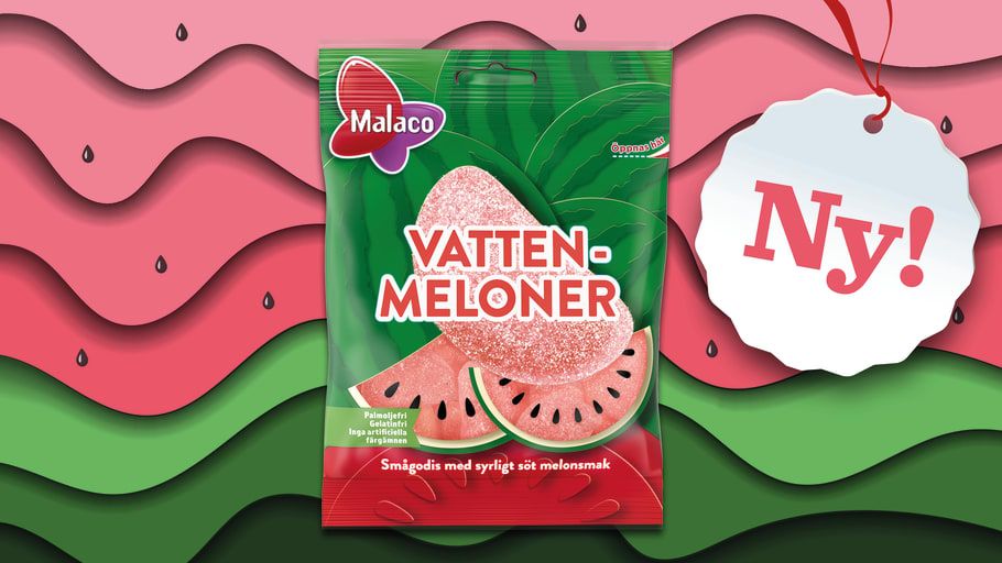Malaco Vattenmeloner – syrligt söta favoriter i en egen påse! | Cloetta ...