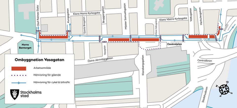 Vasagatan byggs om – nu startar flera arbeten som påverkar trafiken ...