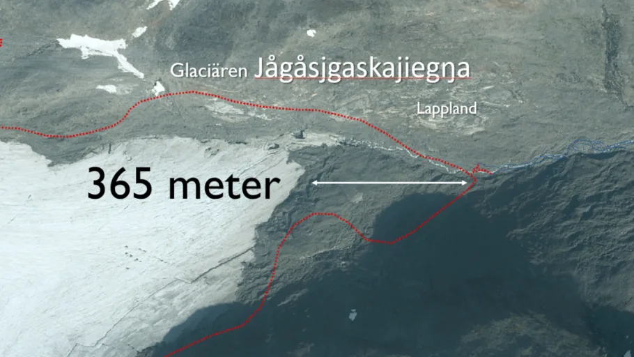 Tio kvadratkilometer glaciäris har försvunnit | Lantmäteriet